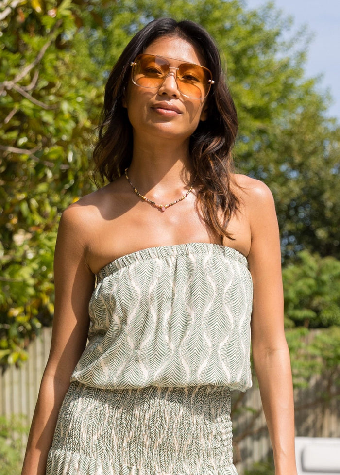 Bandeau Tube Top in Leaves Print - likemary